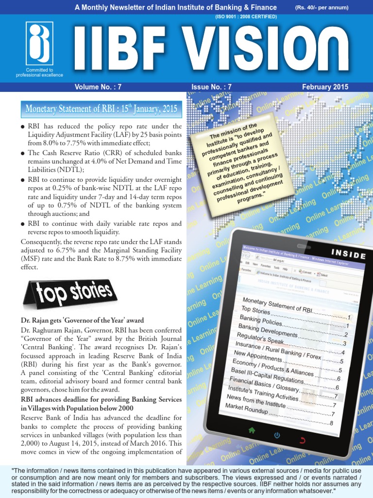 IIBF Vision February 2015 | PDF | Finance & Money Management