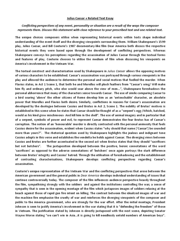 Conflicting Views in Julius Caesar | PDF | Marcus Junius Brutus The ...