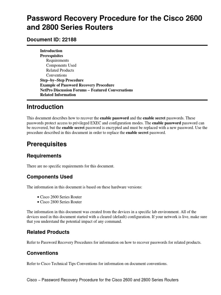 How To Break Cisco Router Passwords | PDF