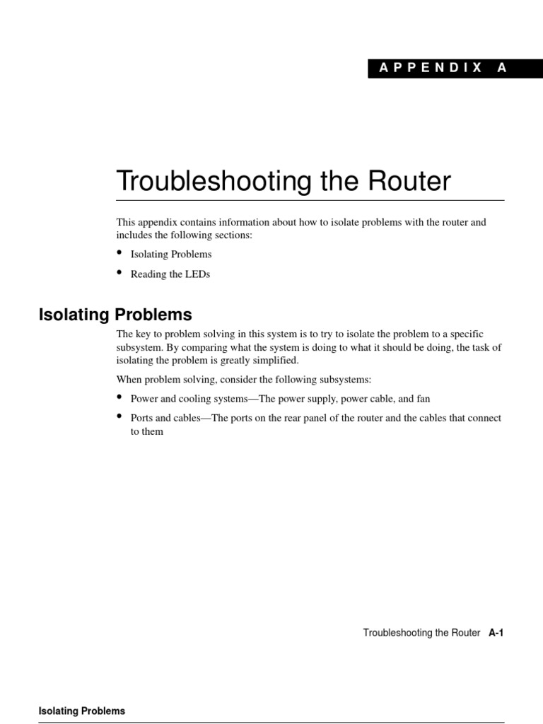 Troubleshooting The Router: Isolating Problems | PDF | Troubleshooting ...