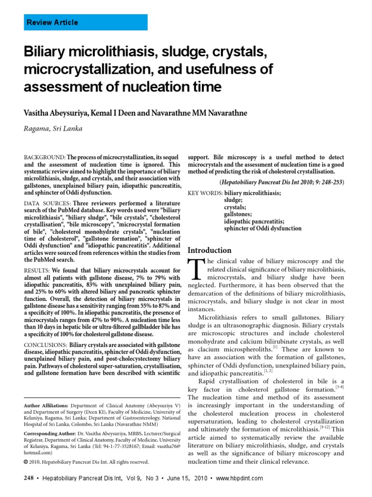 Biliary Microlithiasis, Sludge, Crystals, Microcrystallization | PDF ...