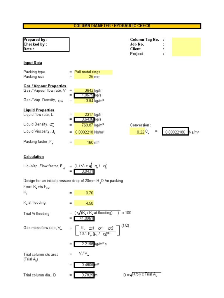 Column Diameter and Hetp Check | PDF | Liquids | Phases Of Matter