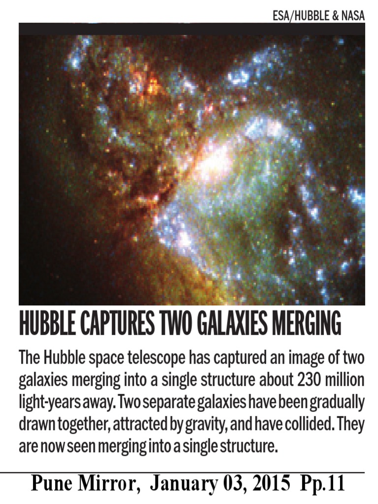 Hubble Captures Two Galaxies Merging | PDF | 3 D Printing | Science
