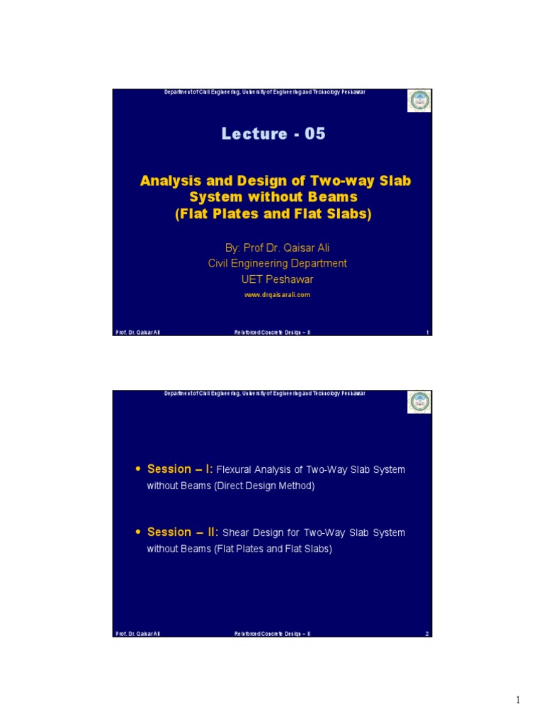 L 05 Analysis and Design of Two Way Slab Without Beams | PDF ...