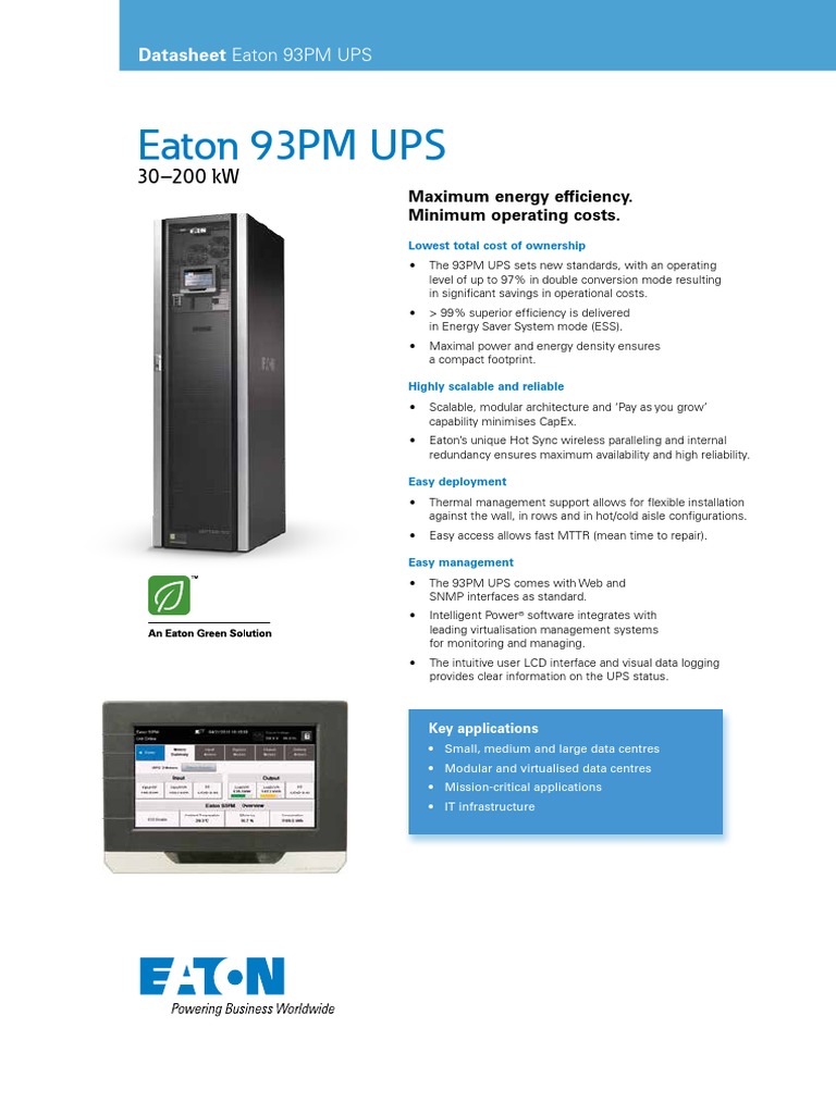 Eaton - 93PM - 30-200 - Datasheet - LOW 724 | PDF | Battery ...