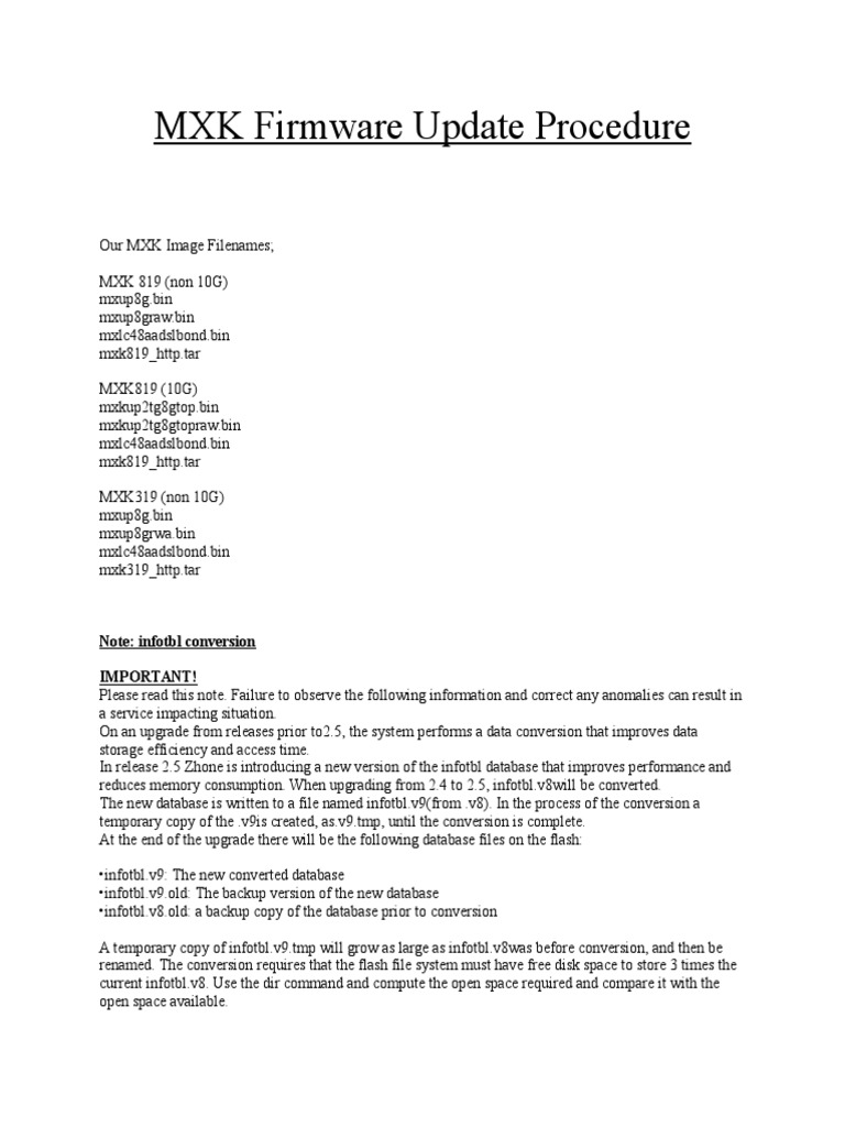 MXK Firmware Update Procedure | PDF | Backup | Booting