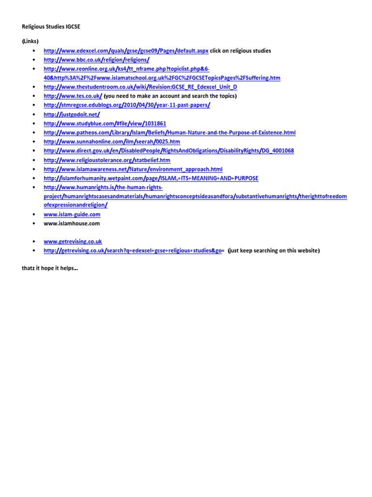 Essential IGCSE Religious Studies Resources | PDF