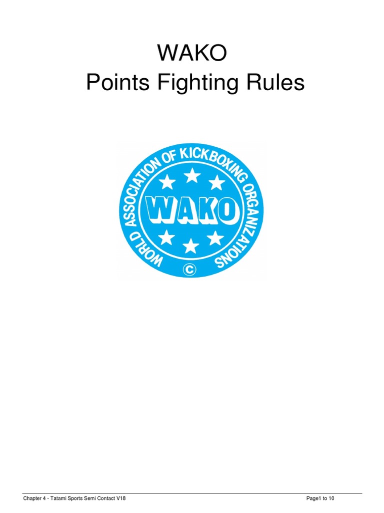 WAKO Point Fighting Rules | PDF | Referee | Major Trauma