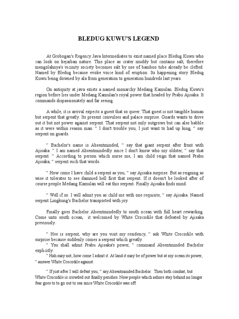 Legenda Bledug Kuwu: Asal Usul dan Cerita | PDF | Religion And Belief