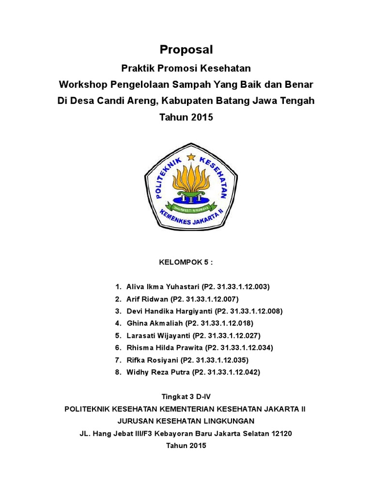 Contoh Proposal Penyuluhan Workshop Pengelolaan Sampah | PDF