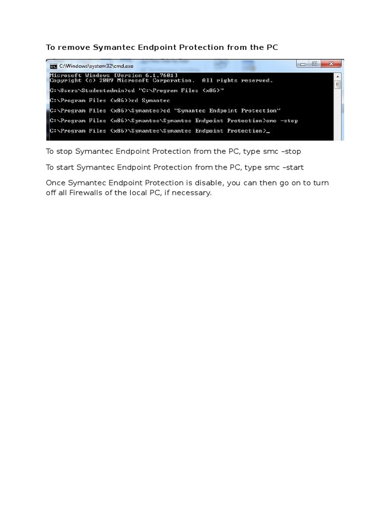 To Remove Symantec Endpoint Protection From The PC | PDF | Windows ...