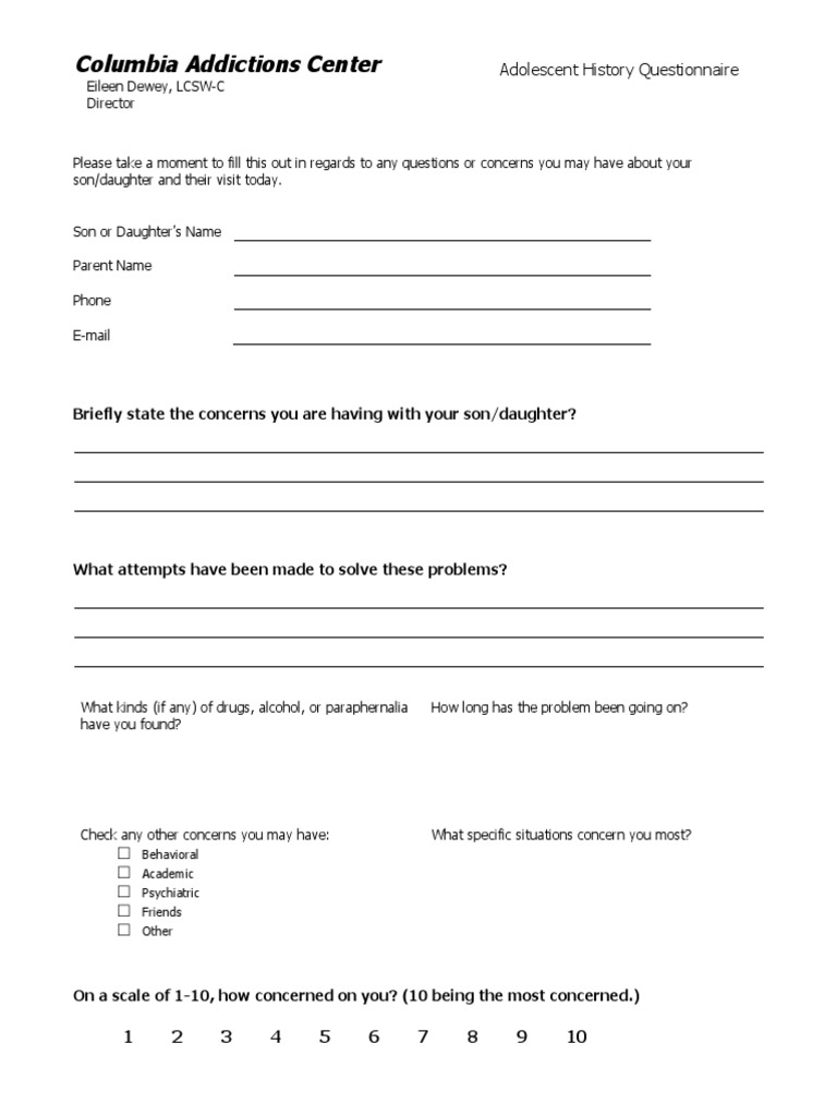Teen Questionnaire | PDF