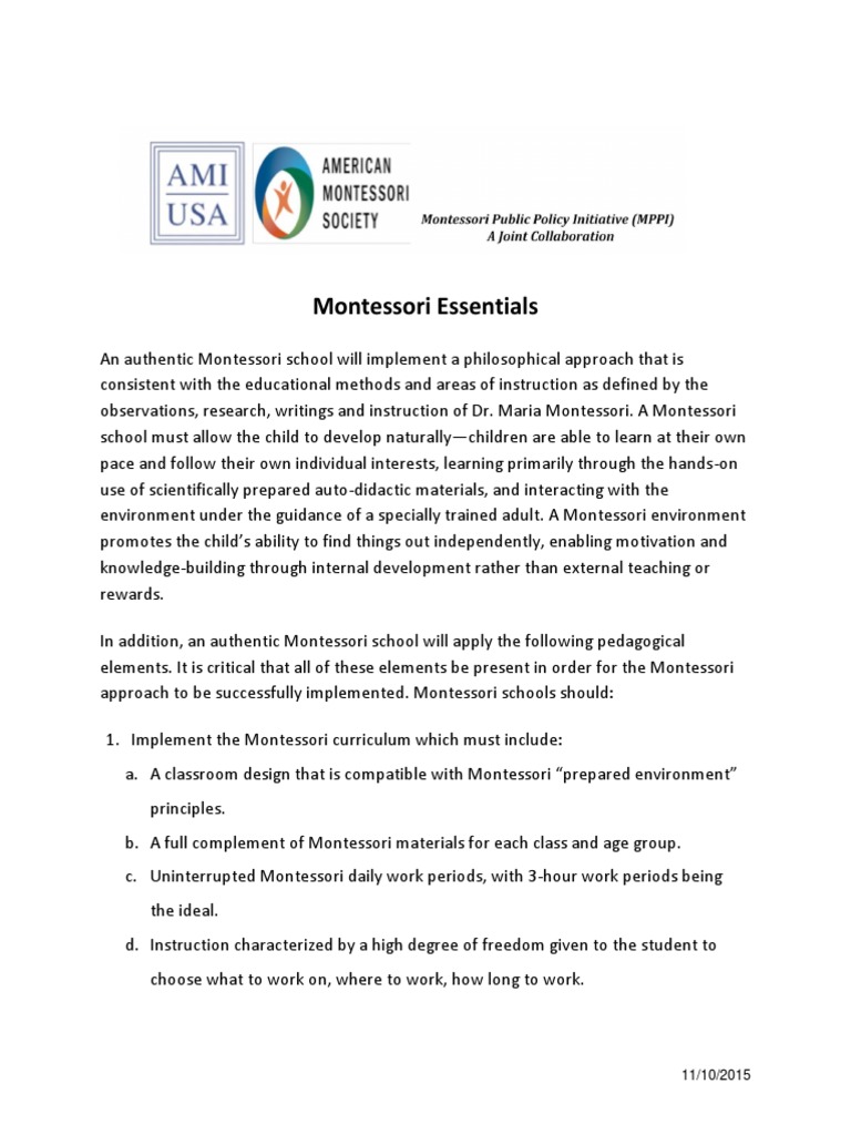 Montessori Essentials for Authentic Schools | PDF | Montessori ...