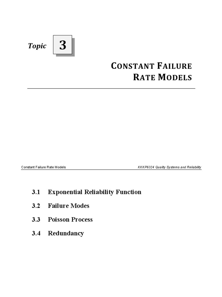 3 Constant Failure Rate Models | PDF | Reliability Engineering | Statistical Theory
