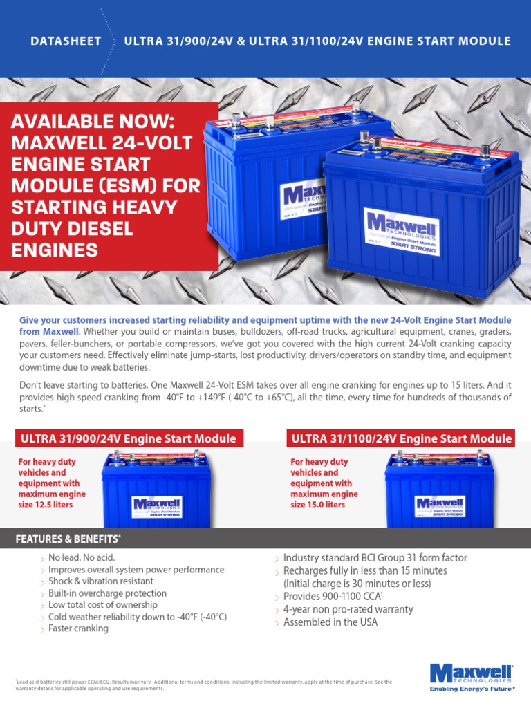 24 Volt Capacitor For Starting Esm - 24V - DS - 3000915 - en - 2 | PDF ...