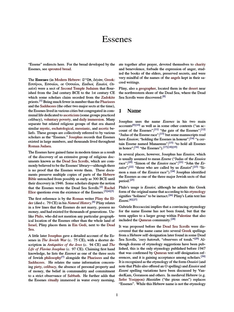 Essenes Sect | PDF | Jews And Judaism | Jewish Religious Movements