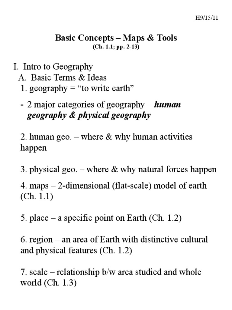 Basic Concepts - Maps & Tools: Geography & Physical Geography | PDF