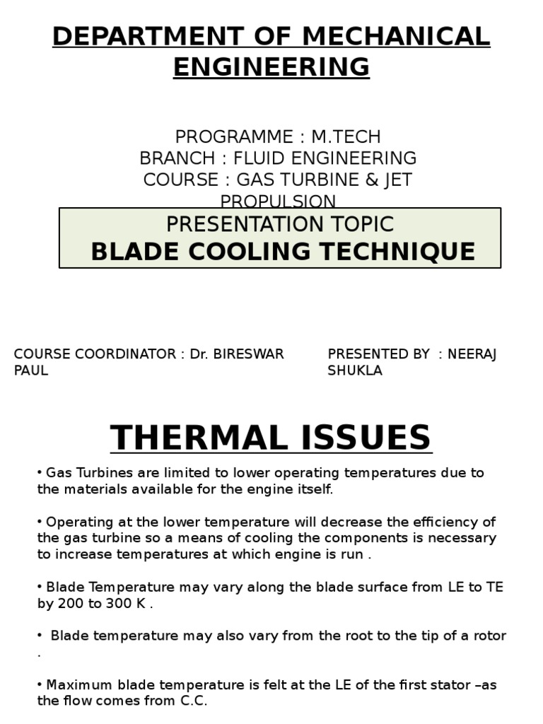 Gas Turbine Blade Cooling Technique | PDF | Turbine | Thermodynamics