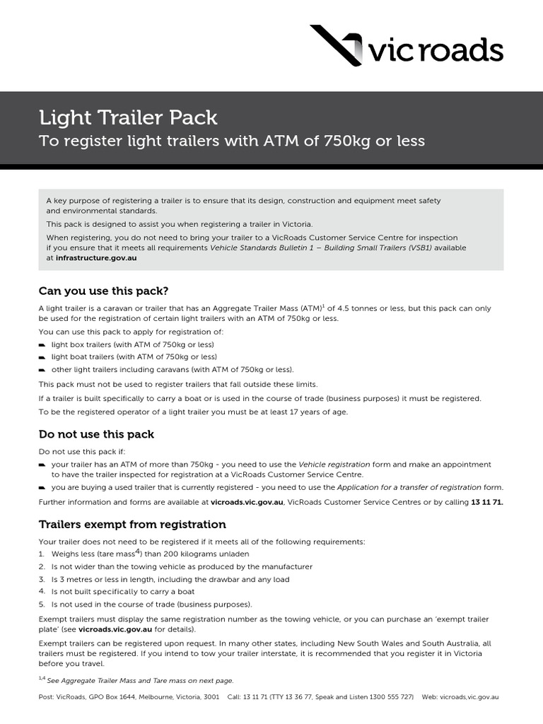 Light Trailer Pack | PDF | Trailer (Vehicle) | Vehicle Registration Plate