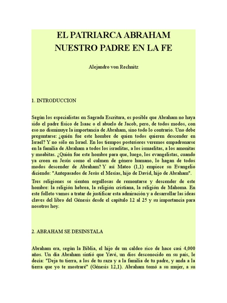 El Patriarca Abraham | PDF | Abrahán | Biblia