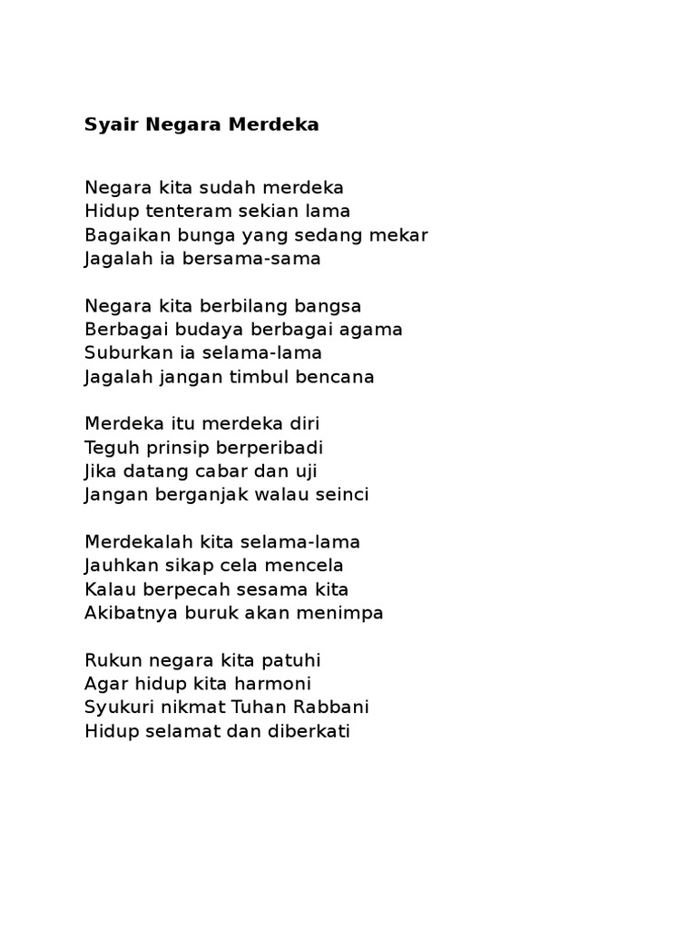 Syair Merdeka | PDF | Gaya Hidup