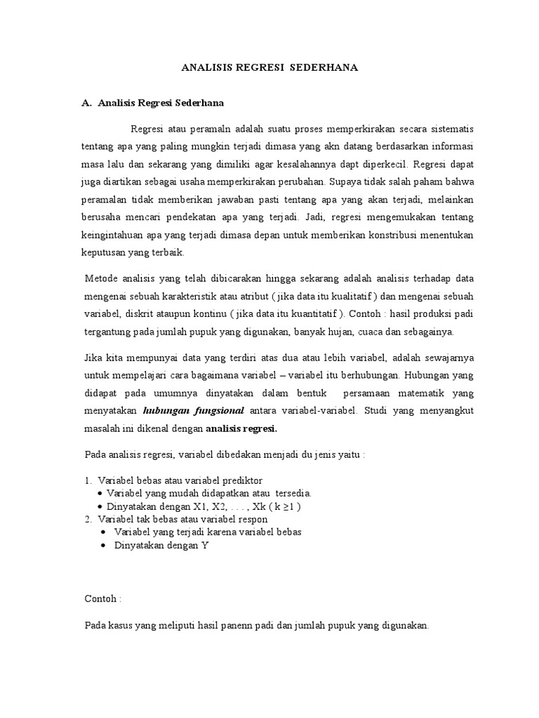 Analisis Regresi Sederhana | PDF