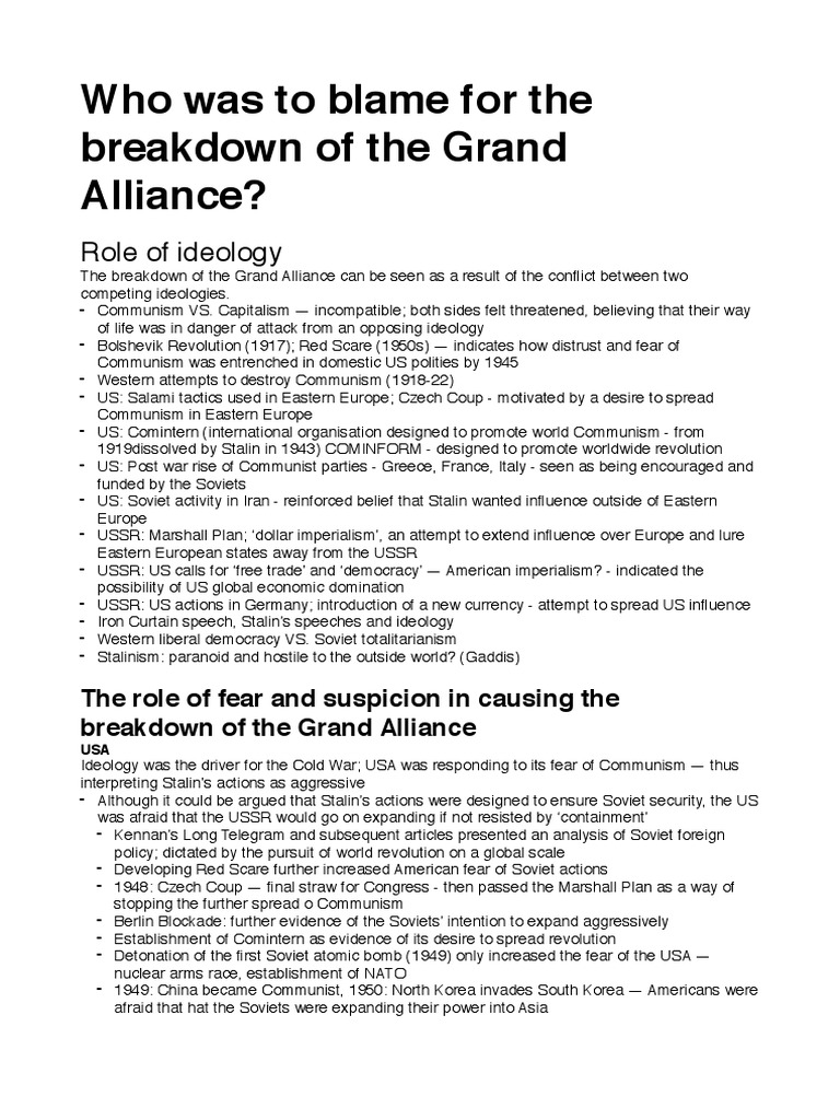 Causes of the Grand Alliance Breakdown | PDF | Soviet Union | World ...