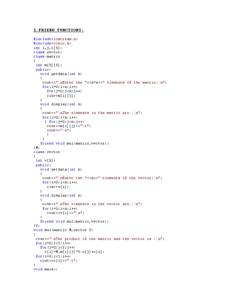 Iend Functions:: #Include #Include Int Class Class Int Public Void Int | PDF | Constructor ...