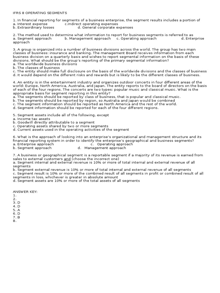 Ifrs 8 Operating Segments | PDF | Revenue | International Financial ...