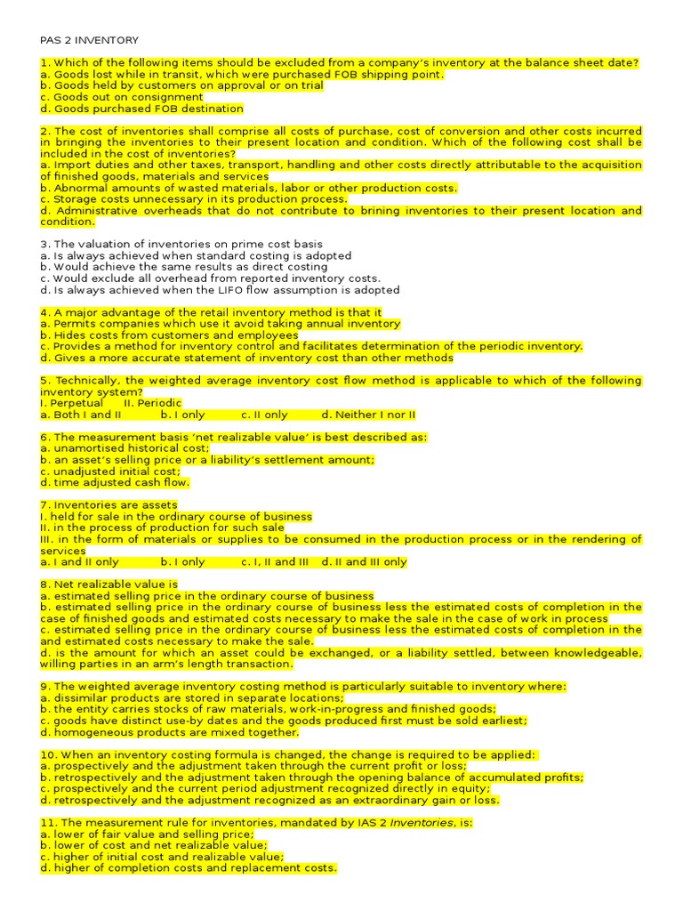 Pas 2 Inventory | PDF | Inventory | Cost Of Goods Sold