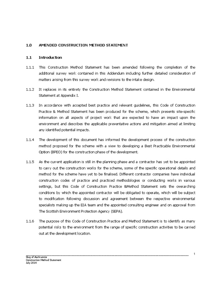 Earthwork Construction Method Statement | PDF | River | Surface Runoff