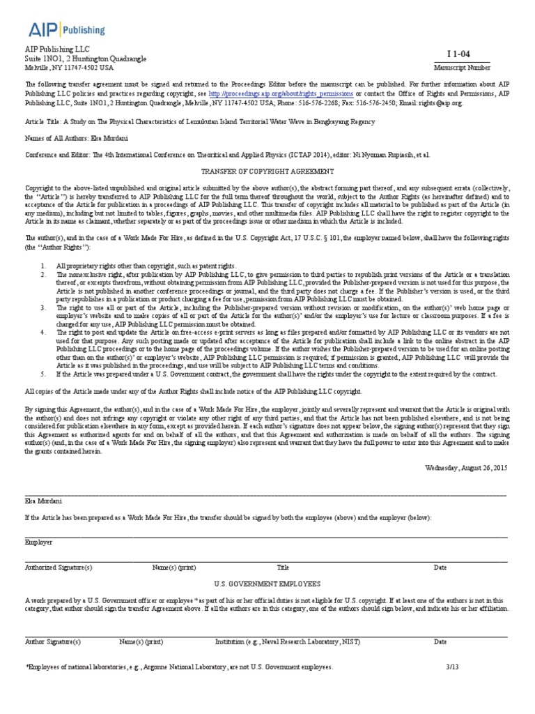 AIP Publishing LLC Suite 1NO1, 2 Huntington Quadrangle | PDF ...