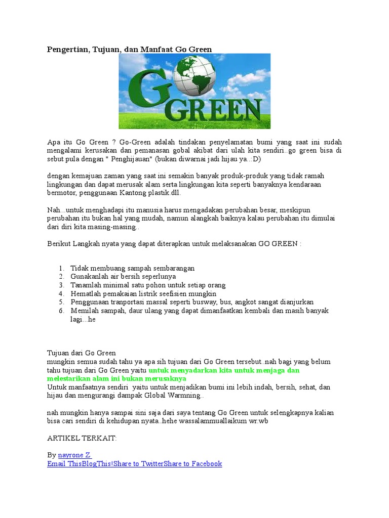 Pengertian Go Green | PDF | Kesehatan Holistik | Sains & Matematika