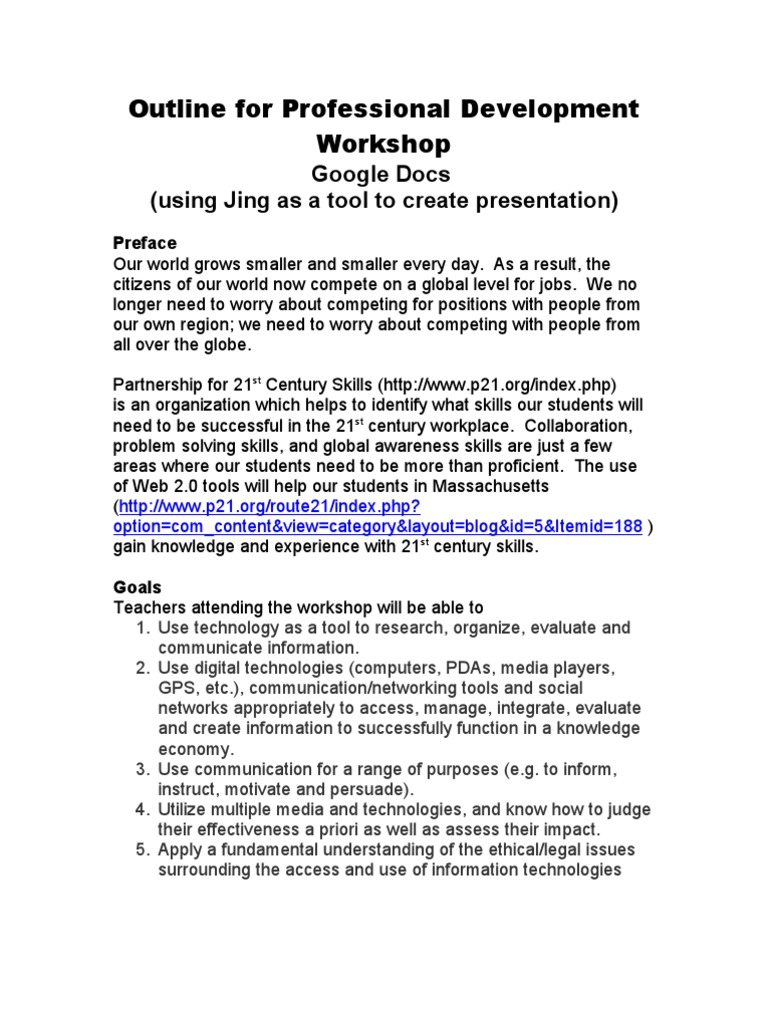 Workshop Outline 2 | PDF | Creativity | Learning