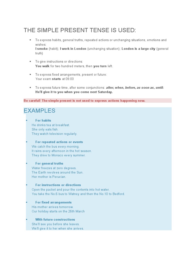 Simple Present Tense Overview | PDF | Verb | English Language
