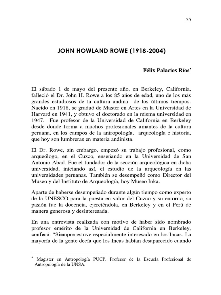 Jhon H Rowe | Universidad de California | Perú