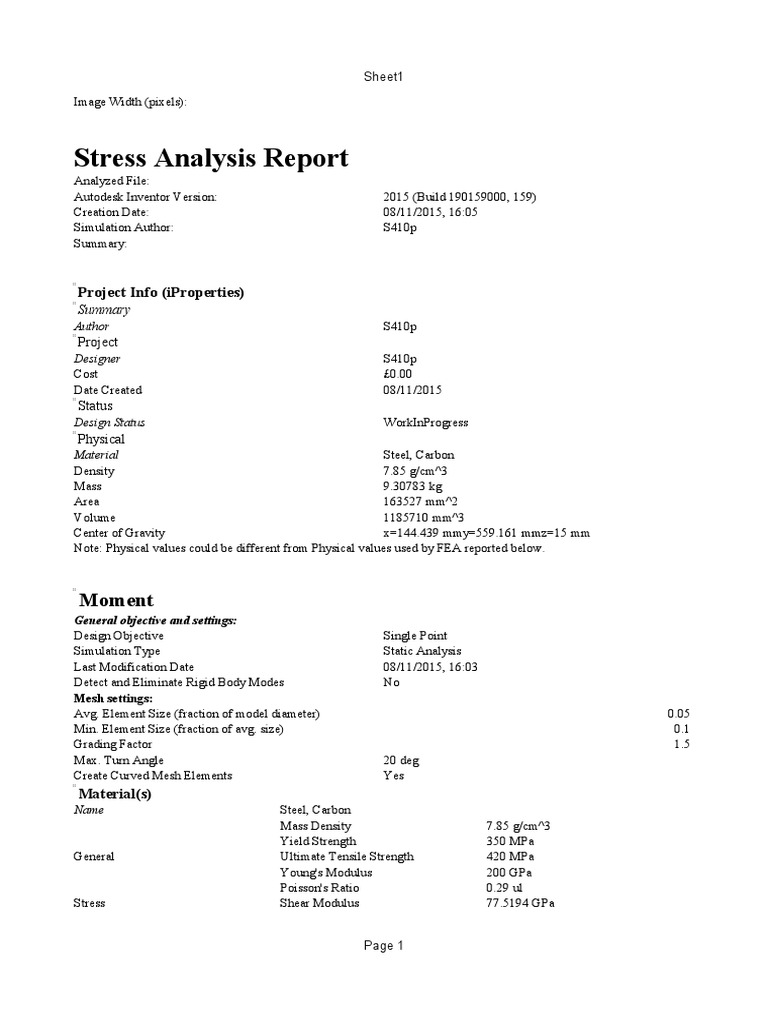 Part1 Stress Analysis Report 08-11-2015.Html1 | PDF | Strength Of ...