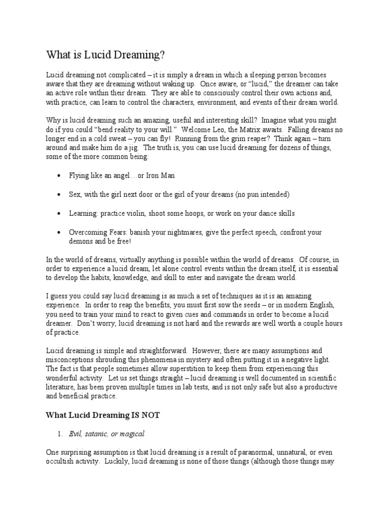 What Is Lucid Dreaming | PDF | Dream | Lucid Dream