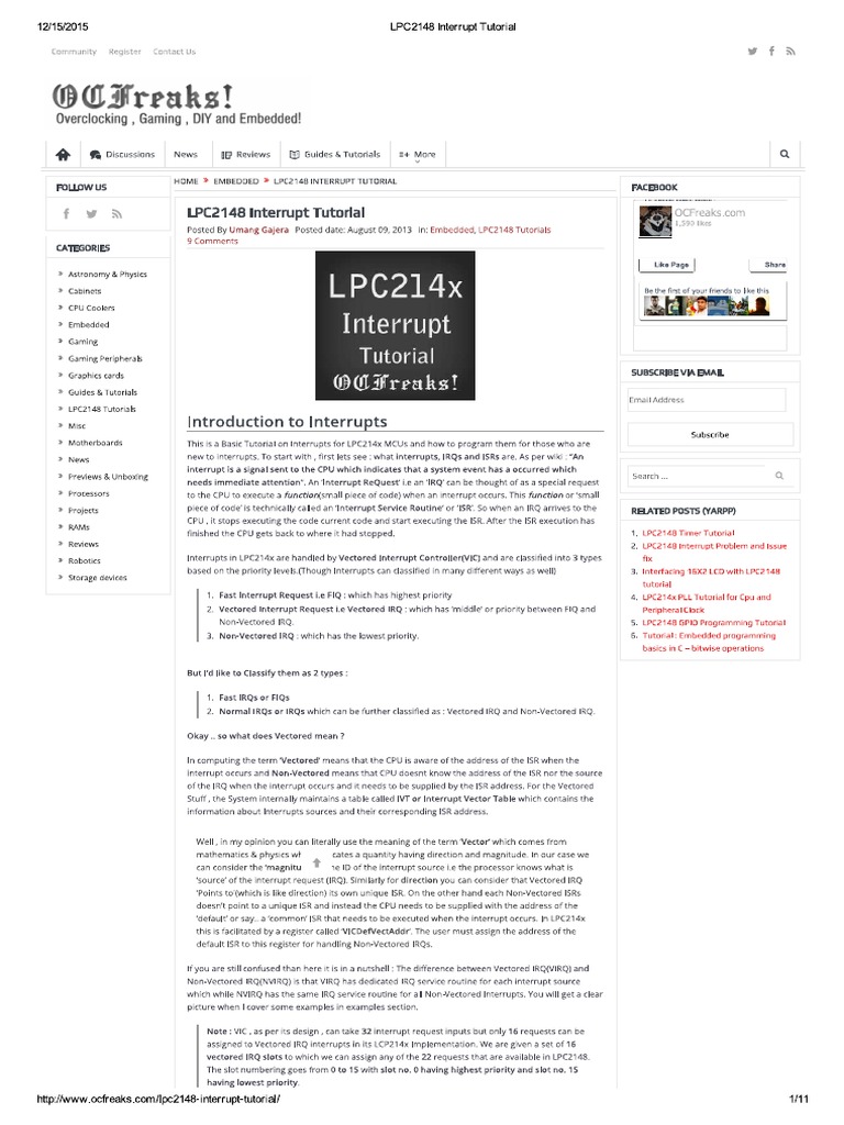 LPC2148 Interrupt Tutorial | PDF