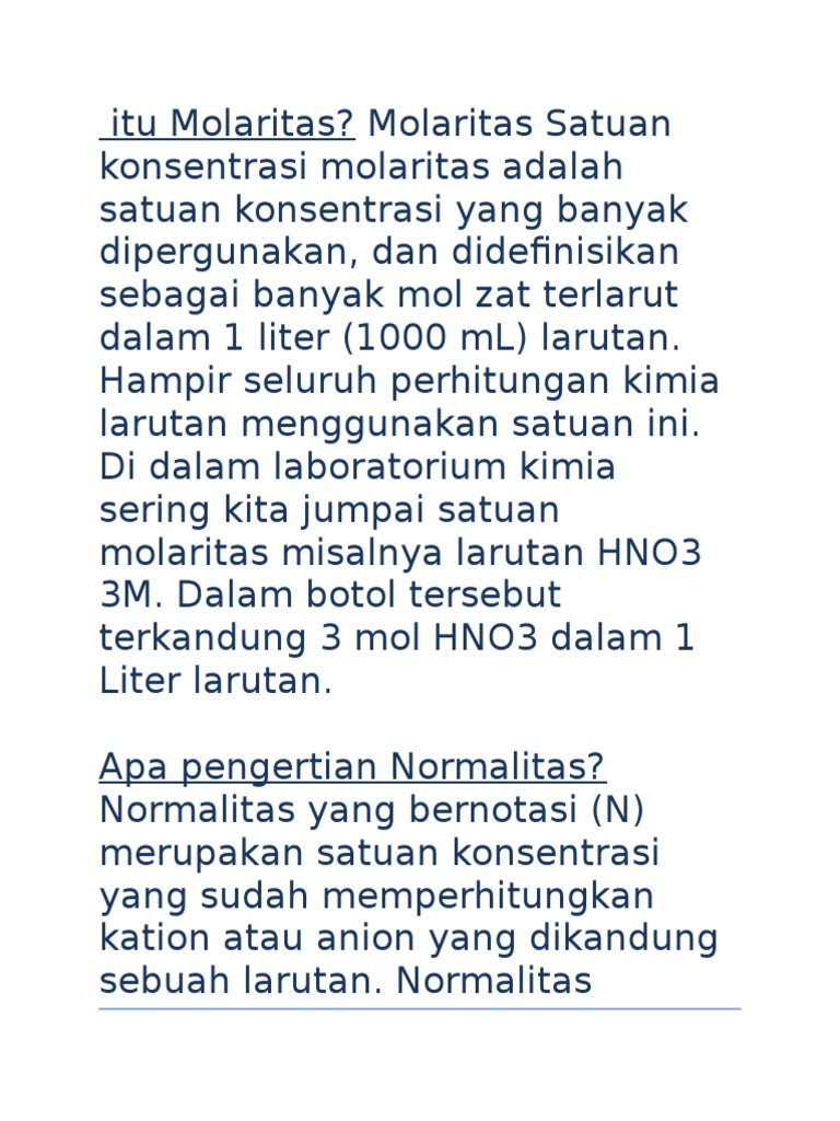 Apa Itu Molaritas | PDF
