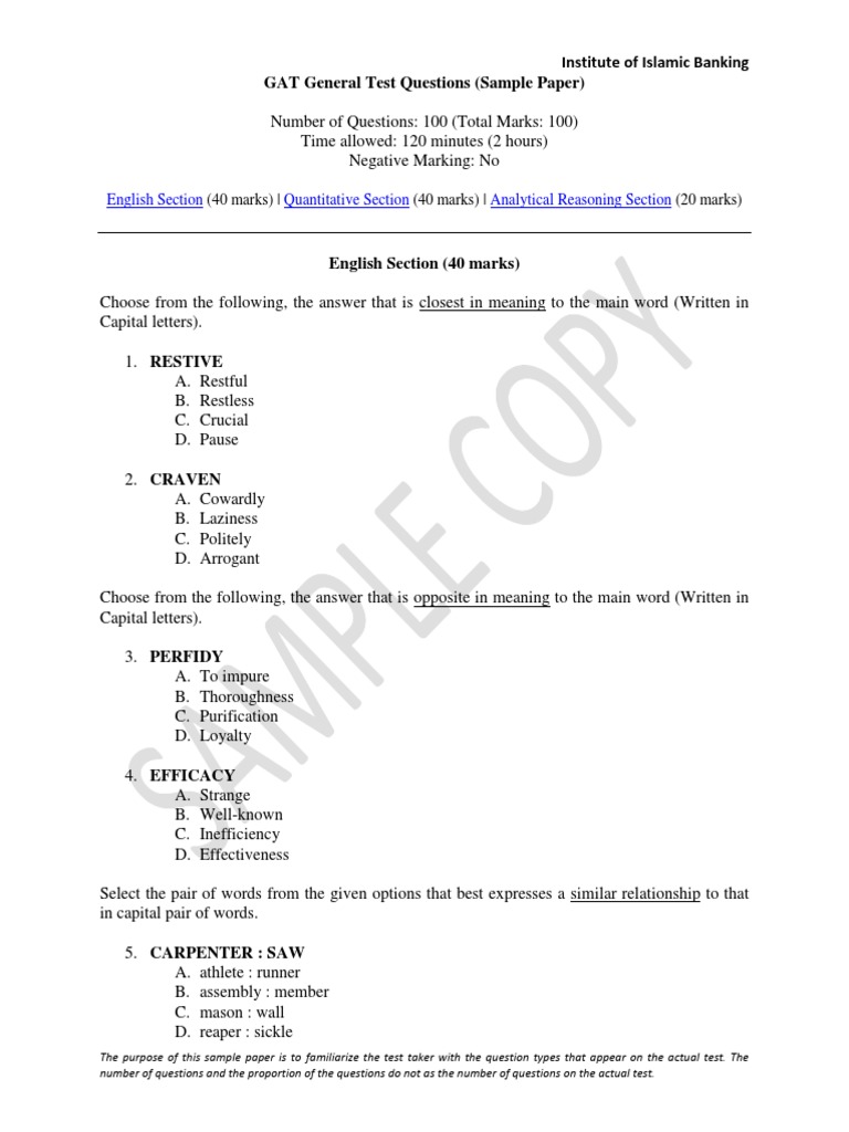 GAT General - Sample Paper | Tsunami | Earthquakes