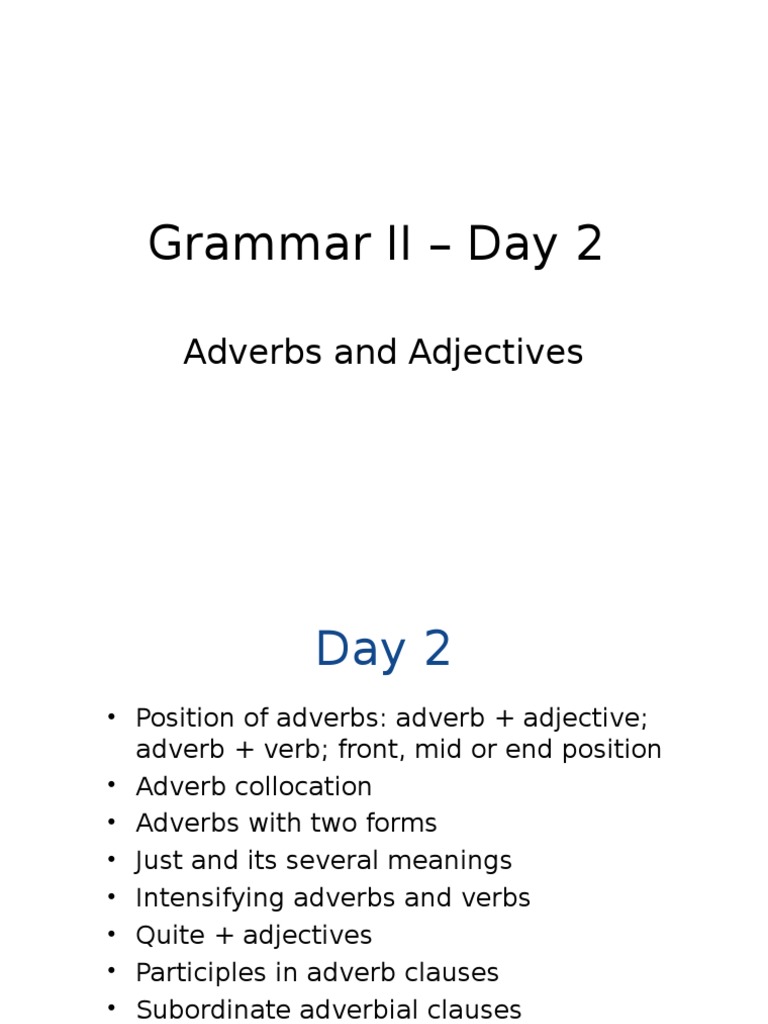 List Of Adverbs And Adjectives