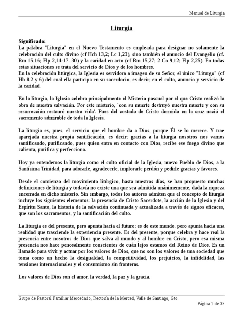 Manual de Liturgia | PDF | eucaristía | Misa (liturgia)