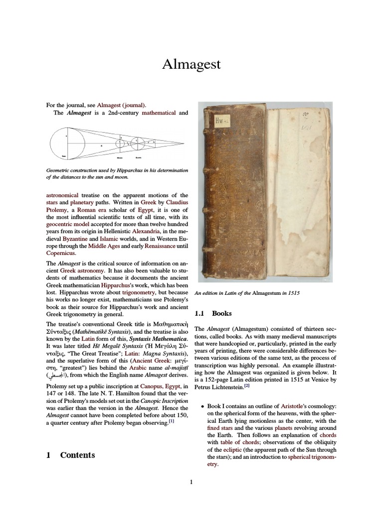 Almagest-Ptolemy-Wikip.pdf | Outer Space | Ancient Science
