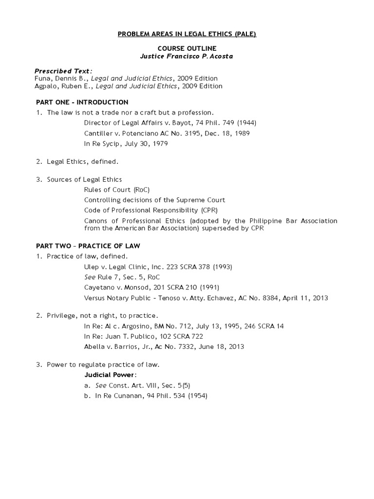 PALE Course Outline | PDF | Attorney–Client Privilege | Practice Of Law