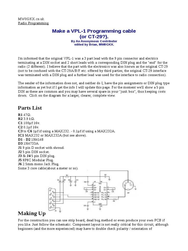 Make A Vpl 1 Programming Cable Pdf Electrical Connector Usb