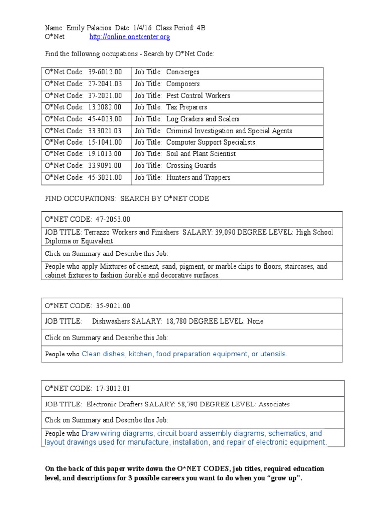 Onet Research by Code | PDF | Computers