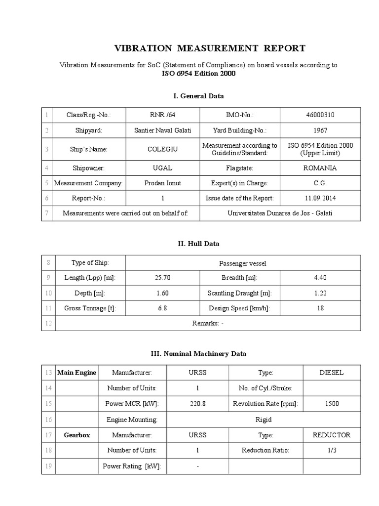 Vibration Measurement Report | PDF | Propeller | Deck (Ship)