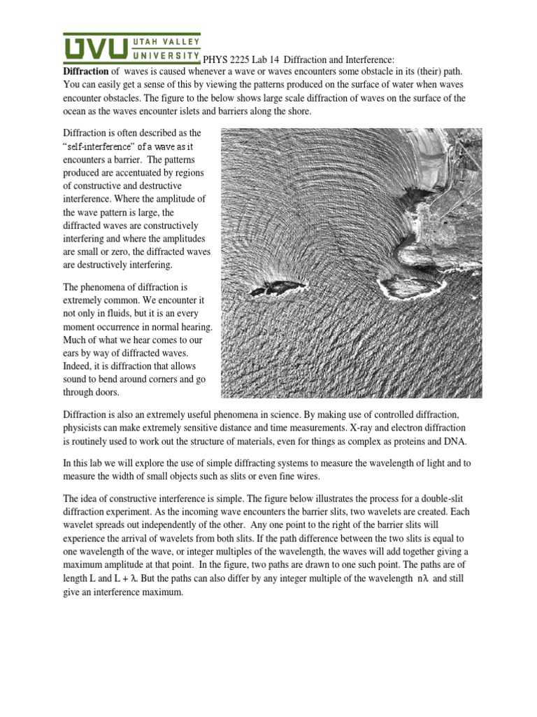 Diffraction and Interference Lab Guide | PDF | Diffraction | Wavelength