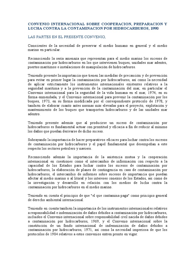 OPRC Convention | PDF | Contaminación | Petróleo